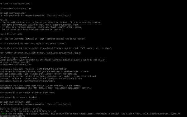 sysmaint - System Maintenance User